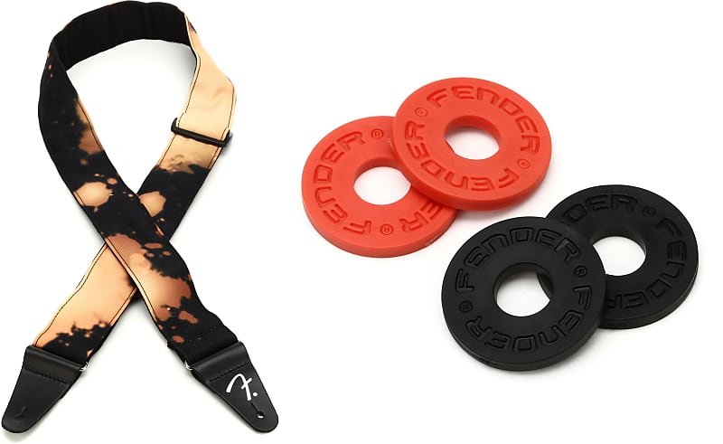 Fender Tie Dye Acid Wash Guitar Strap - Black Bundle with | Reverb