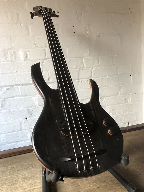 4 string fretless bass guitar by JL -2023- Ebony | Reverb