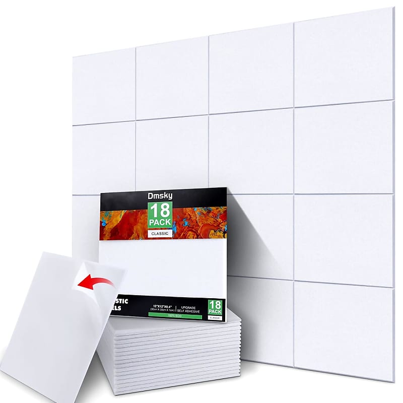 18 Pack White Acoustic Panels 12"X12"X 0.4"Soundproof Wall | Reverb