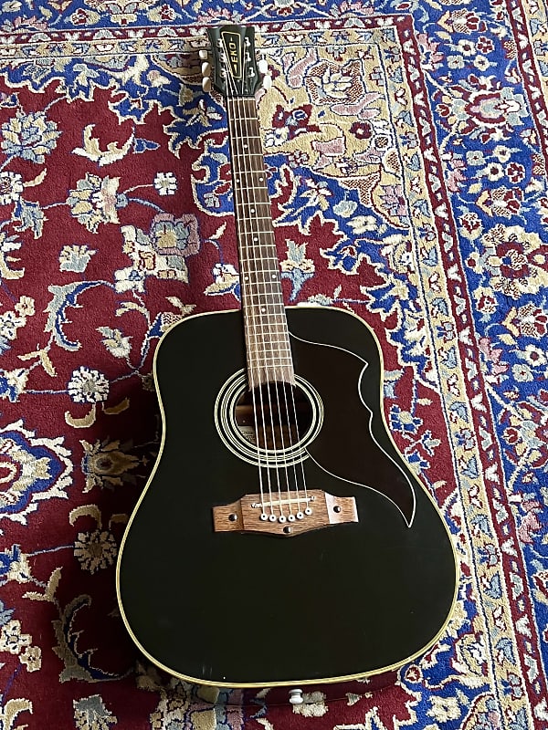 Eko E20 Factory Black 1970s Vintage Acoustic Guitar - Made in | Reverb