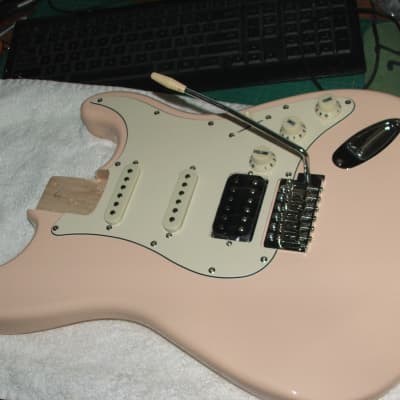 Shell Pink Loaded Strat Style Body....bent steel | Reverb