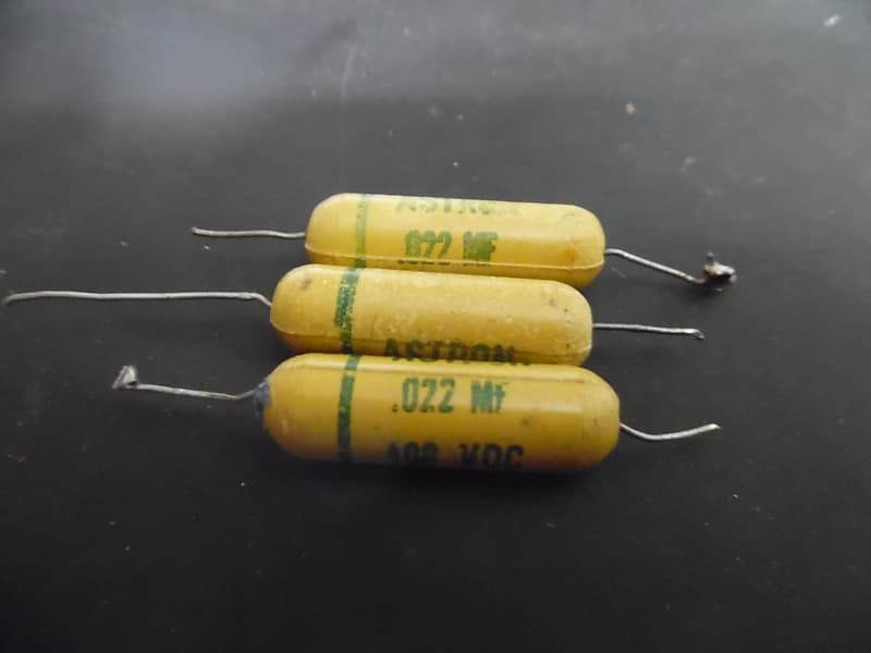 3 Astron .022 uF 400V Yellow Mustard Tone Amp Capacitors | Reverb