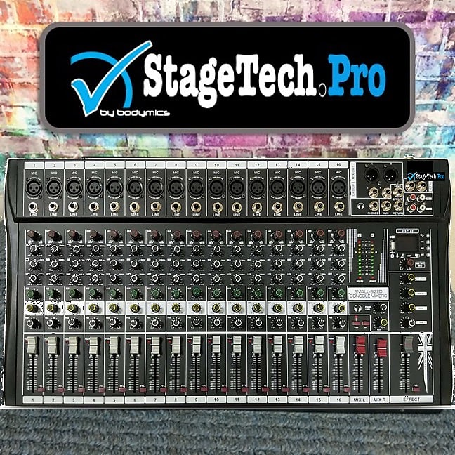 16 ch console mizer, 3 band eq, 2 sends, MP3 player, effects | Reverb