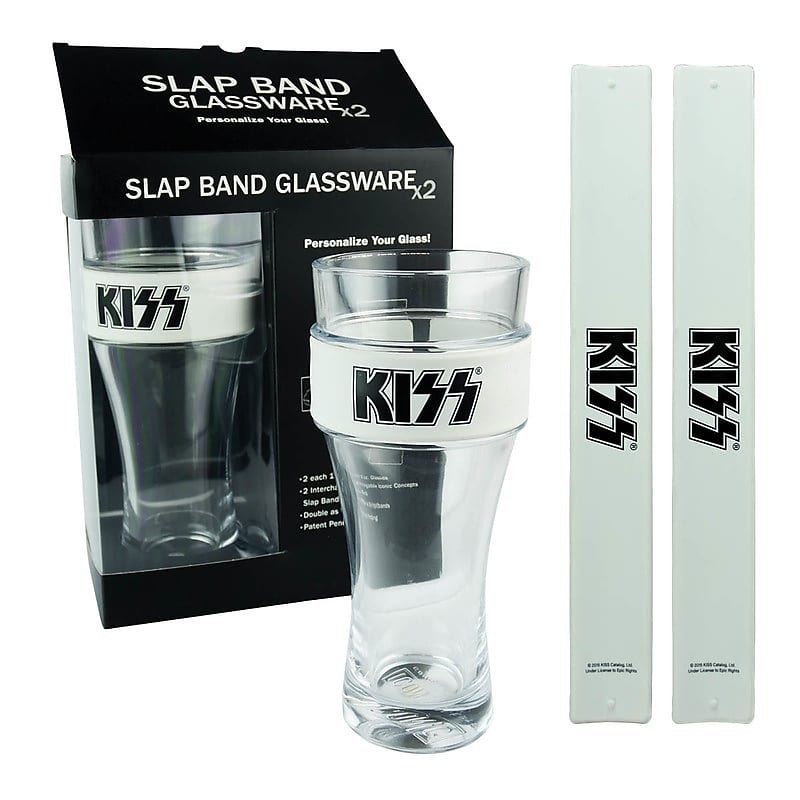 Kiss Pint Glass/Slap Band White/Black 2 Pack | Reverb Australia