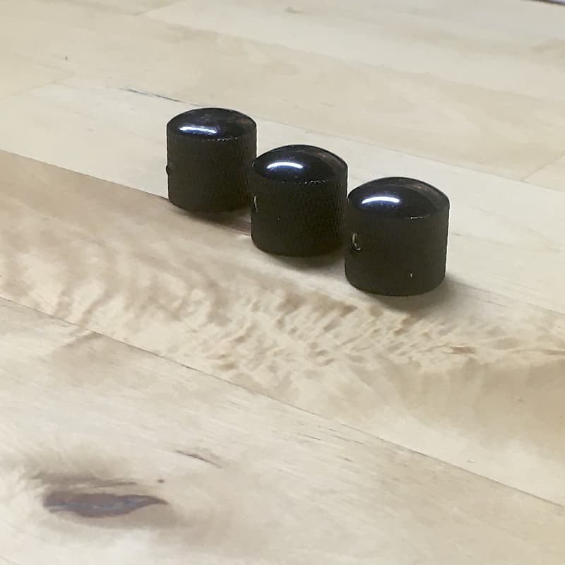 3 Custom Dome Vintage Style Strat Knobs Flat BLACK METAL | Reverb