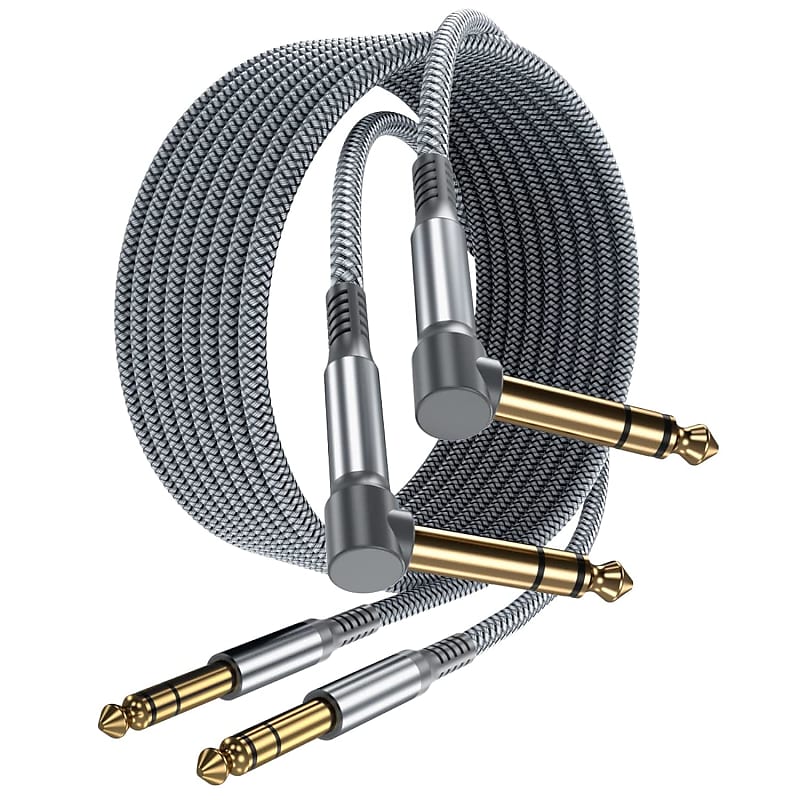 1/4 Inch Trs Instrument Cable 20Ft 2-Pack,Right-Angled To | Reverb