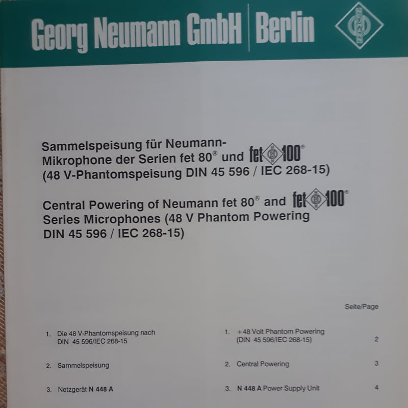 Georg Neumann GmbH Berlin Central Powering of Neumann fet | Reverb UK