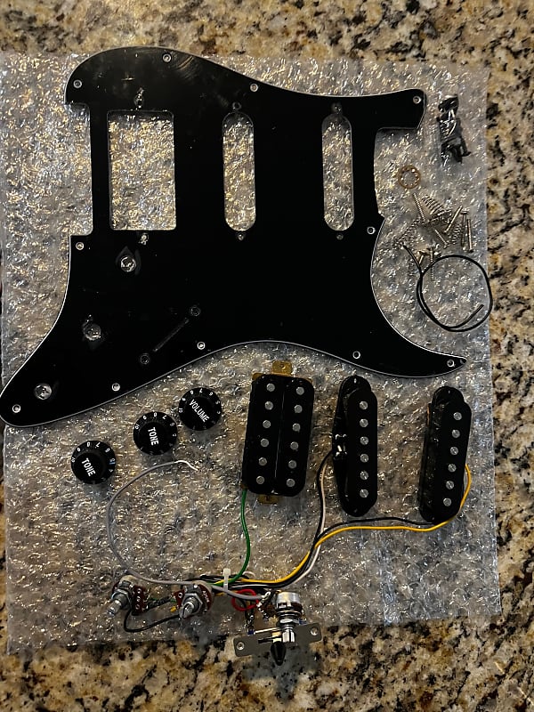 Squier Affinity HSS Pickgaurd, Pickups, Pots, Etc. | Reverb