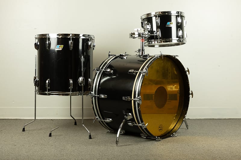 1980s Ludwig Black Cortex 14x22 8x12 and 16x16 Drum Set | Reverb
