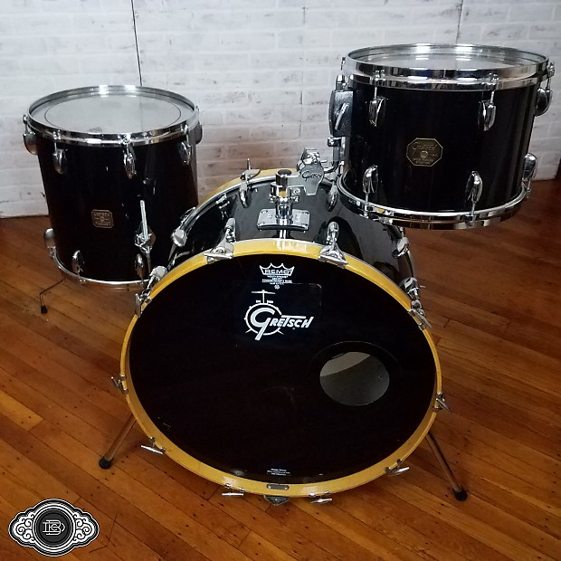 Gretsch USA Custom 1981 vintage drum set kit Black Nitron | Reverb