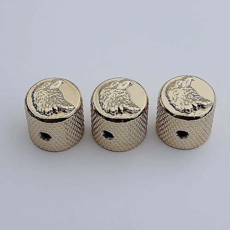 3 Piece Guitar Volume Tone Eagle Top Control Knobs in Gold | Reverb