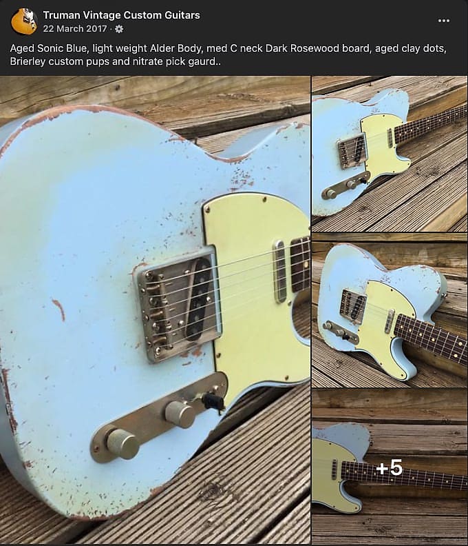 Truman Sonic Blue heavily Aged TVCT Telecaster | Reverb Australia