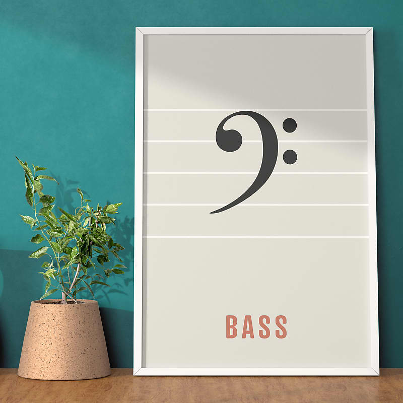 Bass Clef Print - Musical Note Art, Music Theory Poster, | Reverb UK