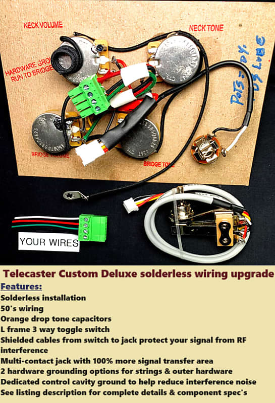 Telecaster Deluxe Solderless Wiring Upgrade + Shielded Cables | Reverb