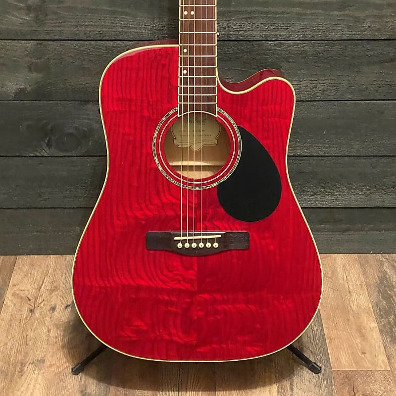 Samick D4CE Greg Bennett Dreadnought Red Acoustic Electric | Reverb