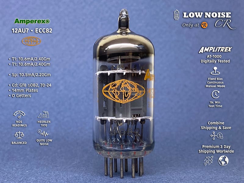 Amperex 12AU7 ECC82 • 1970 • 100% BALANCED Gm & mA tube • | Reverb