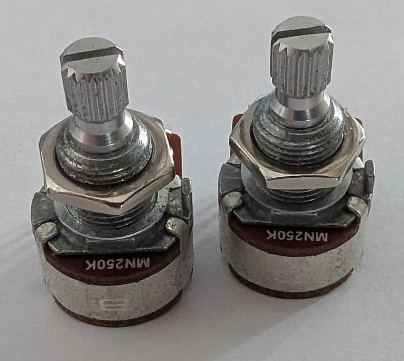 Lot of 2 Bourns (PDB182) 250K Blend balance Center dent Split | Reverb