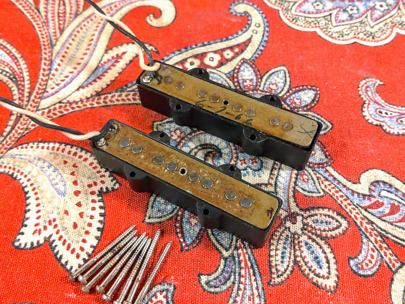 VINTAGE 1966 FENDER JAZZ BASS BRIDGE & NECK PICKUP SET w/ | Reverb