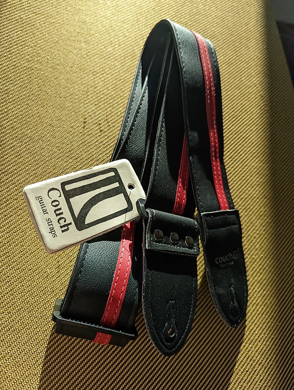 Couch Guitar Strap Racer X Design Vinyl Black with Red Racing | Reverb