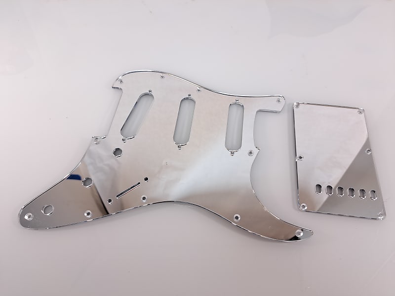 Silver Chrome Mirror Acrylic SSS pickguard + trem cover set | Reverb