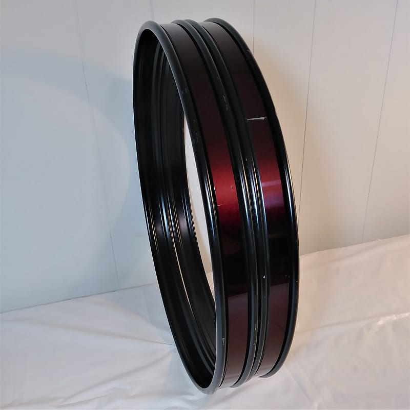 16" Black Bass Drum Hoops / Maroon Wrap | Reverb
