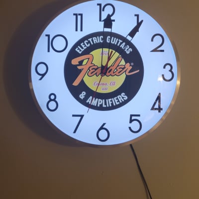 Fender Musical Instruments Dealer Style Round Light Up Clock | Reverb
