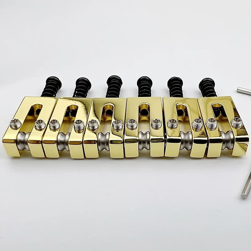 6pcs Gold Roller Guitar Strat Style Bridge Tremolo Saddles | Reverb