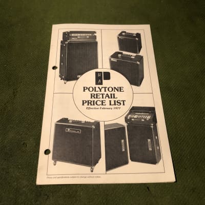 Vintage 1977 Polytone Amplifier & Accessories Retail Price | Reverb