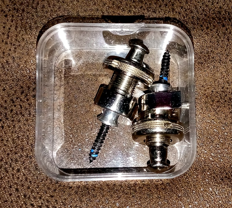 Schaller S-Lock Guitar Strap Locks 2019 - Chrome and Black | Reverb