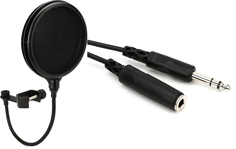 On-Stage ASFSS6GB Dual-Screen Pop Blocker Bundle with Hosa | Reverb