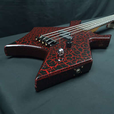 B.C. Rich Platinum Series Warlock Bass 1990 Black Red Crackle | Reverb