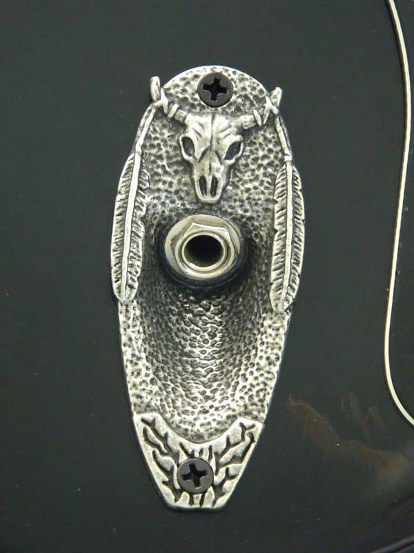 steer longhorn skull jack cover plate for fender strat | Reverb