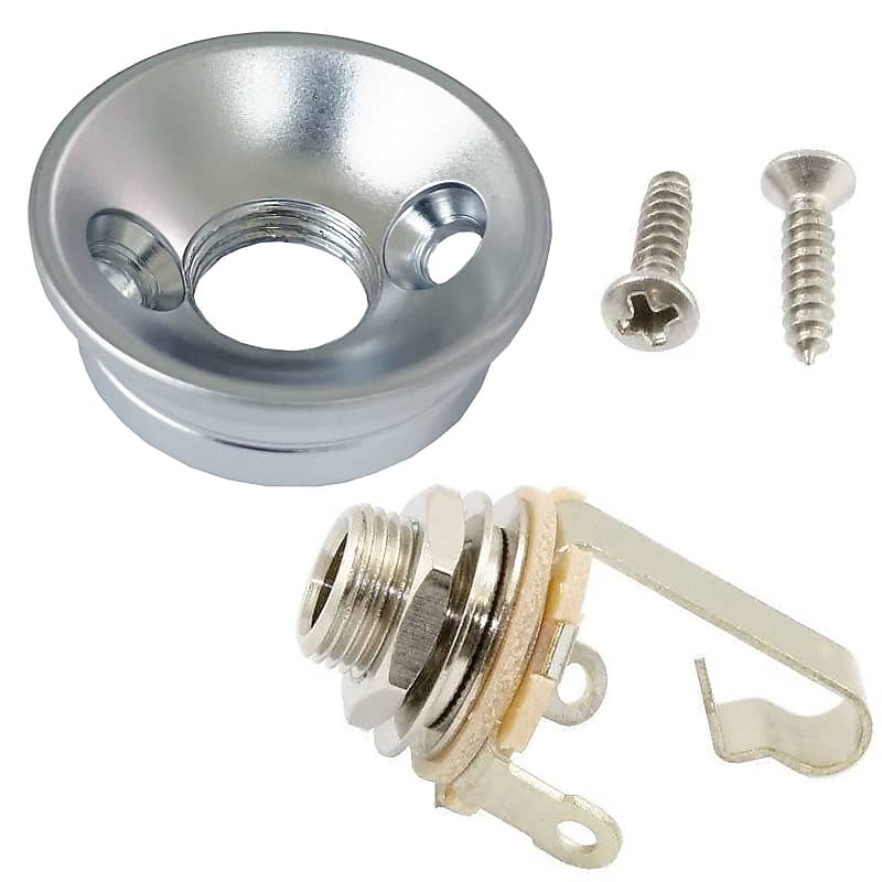 Electrosocket Round Retrofit Tele Jack SATIN CHROME + | Reverb