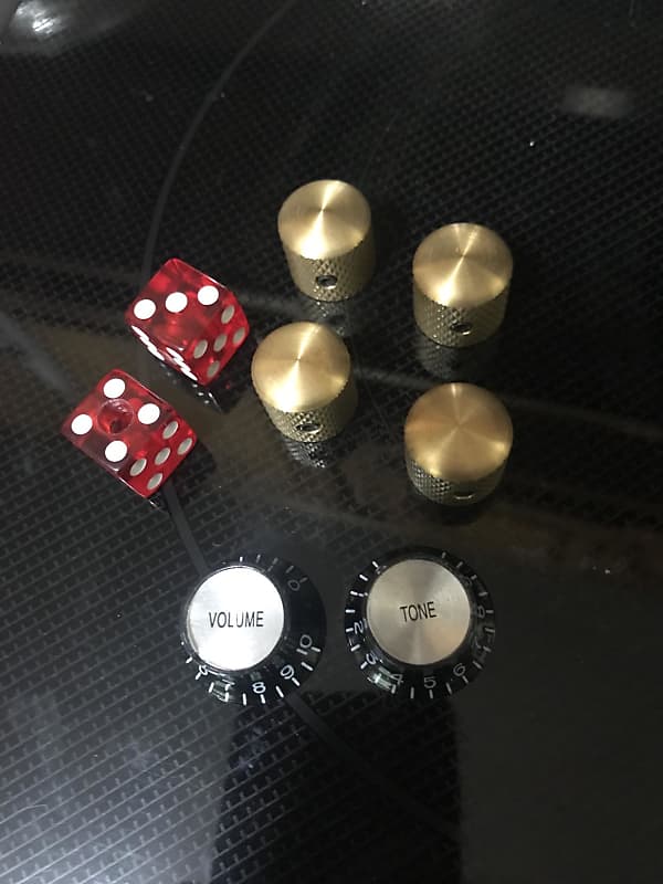 Guitar Knobs lot of 8 Brass Dice Gibson guitar knobs | Reverb