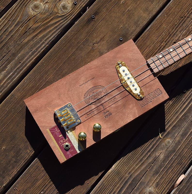 Cigar box guitar, 3-string electric guitar, handmade cbg | Reverb