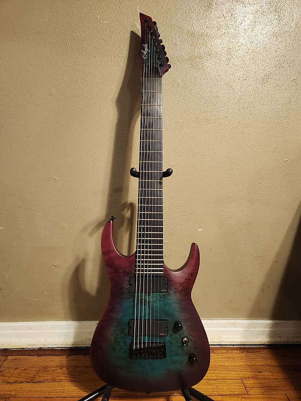 Agile Septor Elite 828 Blue & Purple Burl W/EMG 808/808X | Reverb