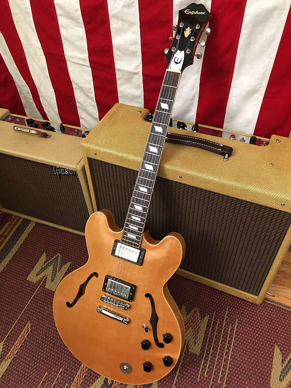 Rare! 1995 Epiphone Riviera MIK es335 body Natural Finish w/ | Reverb