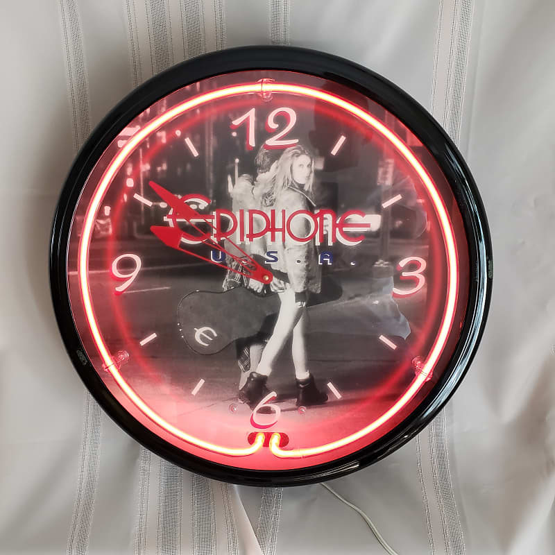 Epiphone Neon Wall Clock 1980's | Reverb