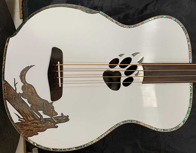 Blueberry Handmade Acoustic Bass Guitar Wolf Motif - Built to | Reverb