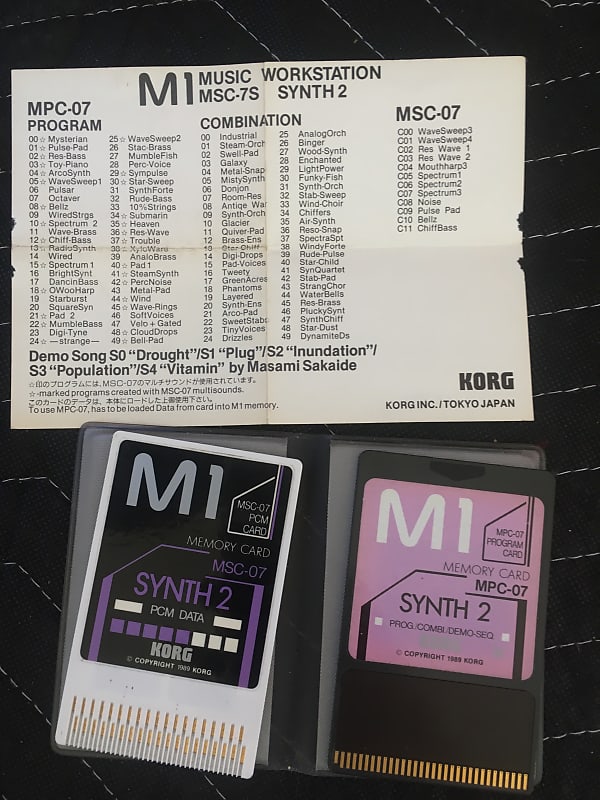 Korg M1 Synth 2 Patch/PCM Cards MSC-7S MSC-07 MPC-07 | Reverb