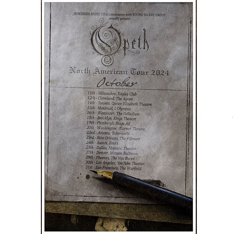 OPETH North American Tour 2024 Ltd Ed New RARE Poster! | Reverb