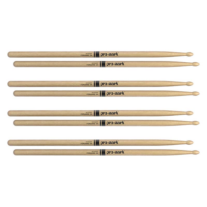 Promark Hickory 5A Wood Tip Drum Stick 4 Pair Bundle | Reverb