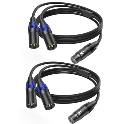 1 Male To 2 Female Xlr Y Splitter Micrphone 11.8Inch, 3Pin | Reverb