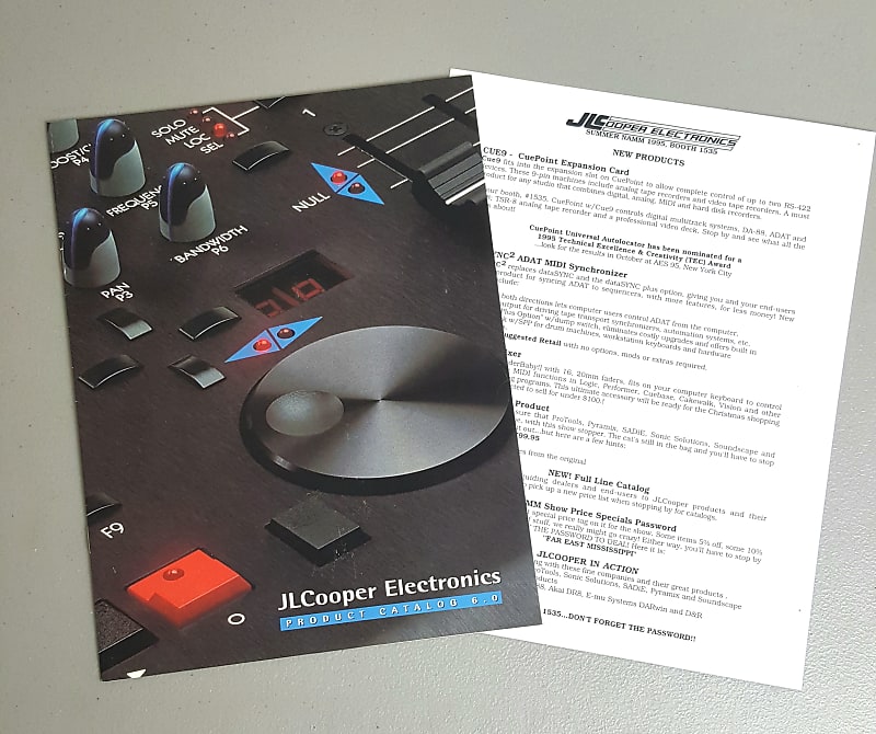 JL Cooper Product Catalog 6.0 1995 w/New Product Sheet | Reverb