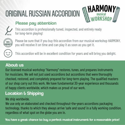 Folk Russian Bayan Tembr, Button Accordion Instrument, 100 | Reverb