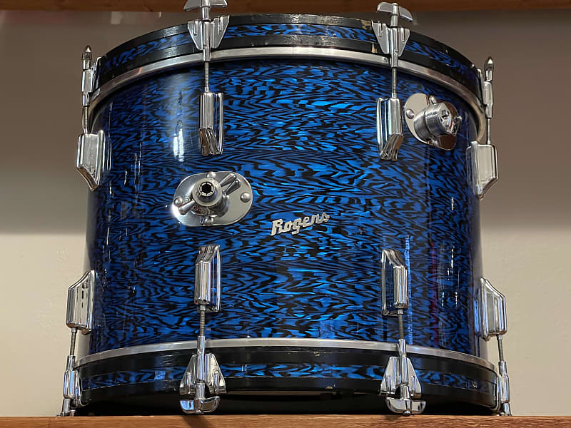 1960's Rogers 20" Blue Onyx Pearl Left Handed Bass Drum 14x20 | Reverb