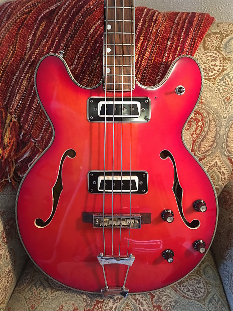 Lyle 1220 Hollowbody Electric Bass 1960's Cherry Red MIJ | Reverb UK