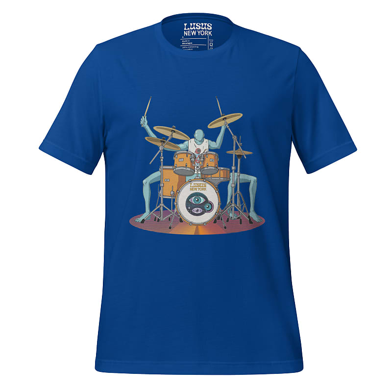 Drummer T-Shirt - Mutant Drummer 1st Edition - Royal Blue - | Reverb