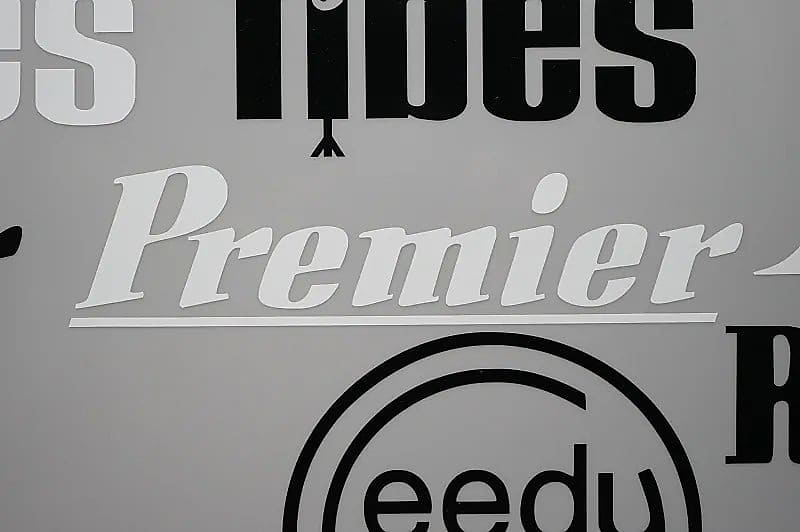 Premier White Replica Logo Vintage Sticker/Decal (Hi Quality | Reverb