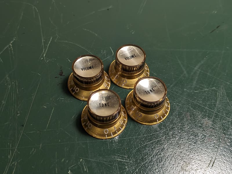 Vintage Greco ibanez Tall Hat Reflector Knobs 70's Gold | Reverb